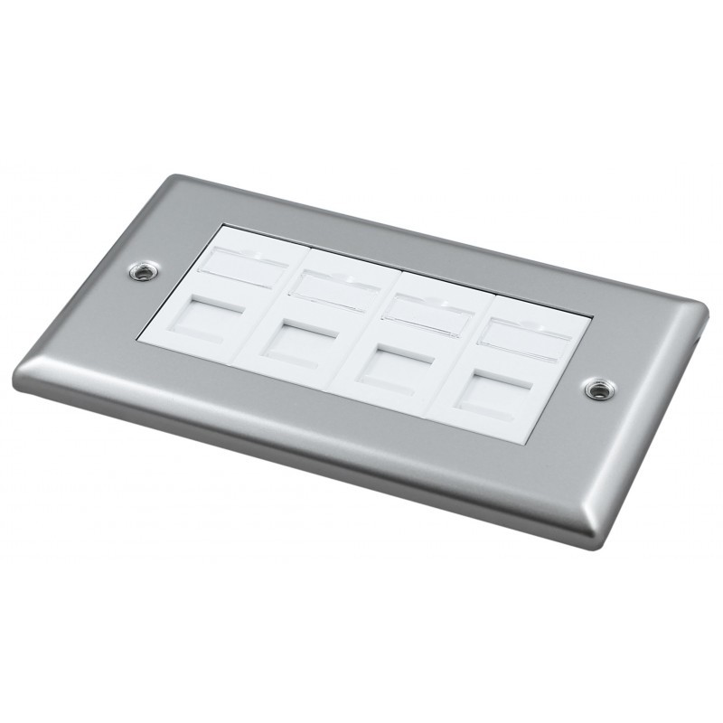 Doublegang Metal Faceplate with 4 Cat6 UTP Module Modules | Cat6 Modules