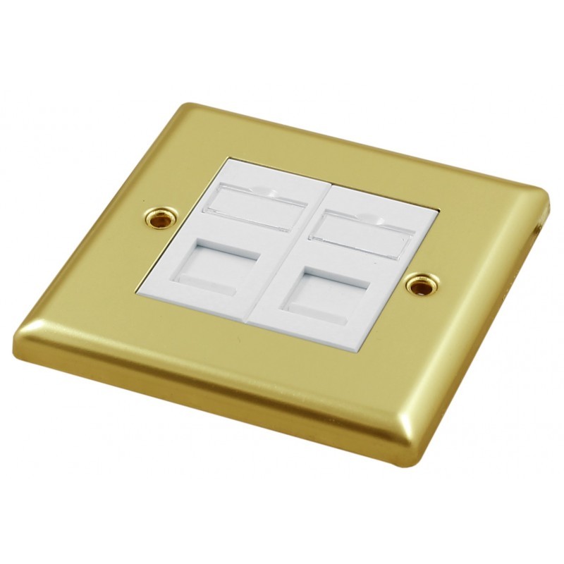 Singlegang Metal Faceplate with 2 Cat6 UTP Module Modules | Cat6 Modules