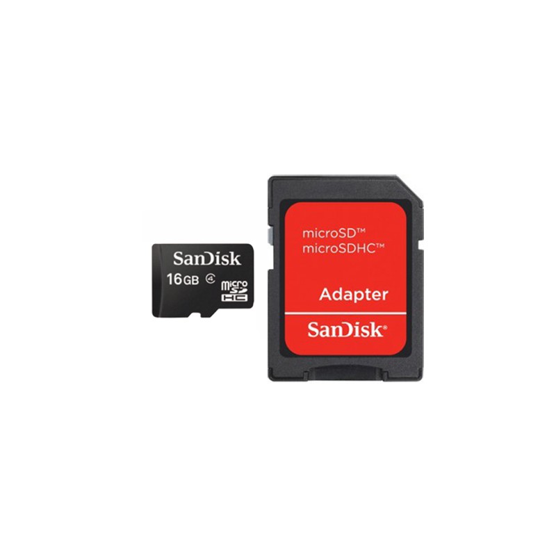Sandisk 16GB MicroSDHC w/adapter 16GB MicroSDHC Class 4 memory card